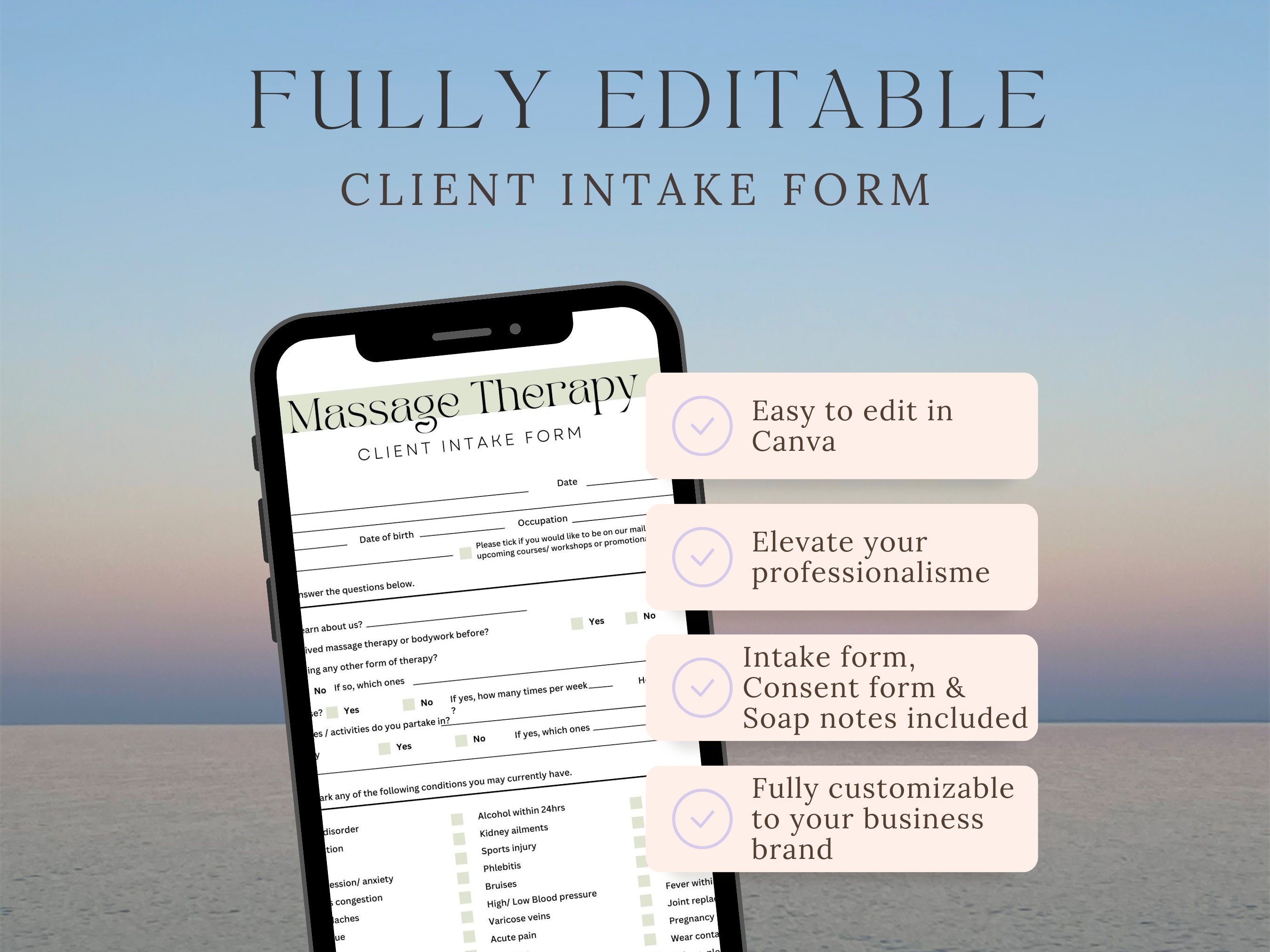 Massage Client Forms: Intake, Consent & Soap Notes (canva Template) - Etsy