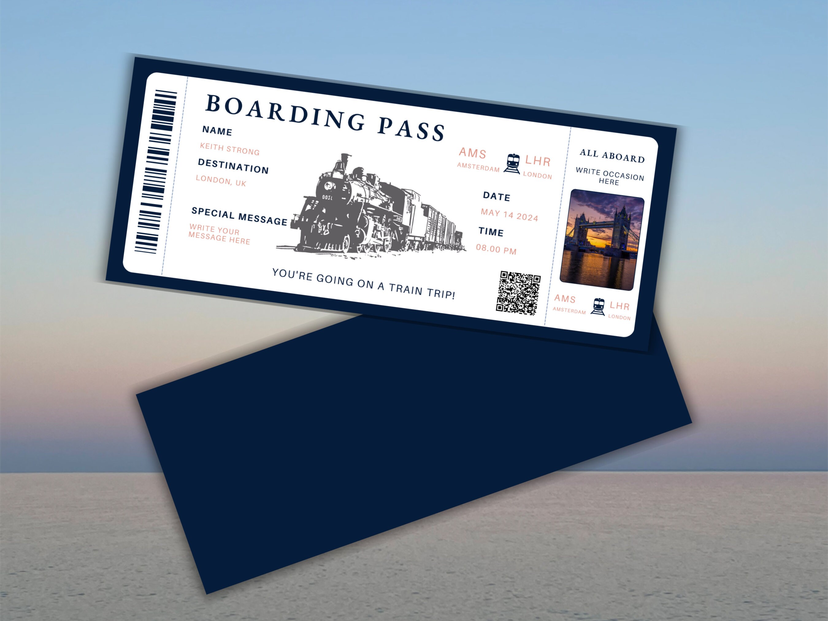 Train Boarding Pass Template: Personalized Travel Gift (digital Download) - Etsy