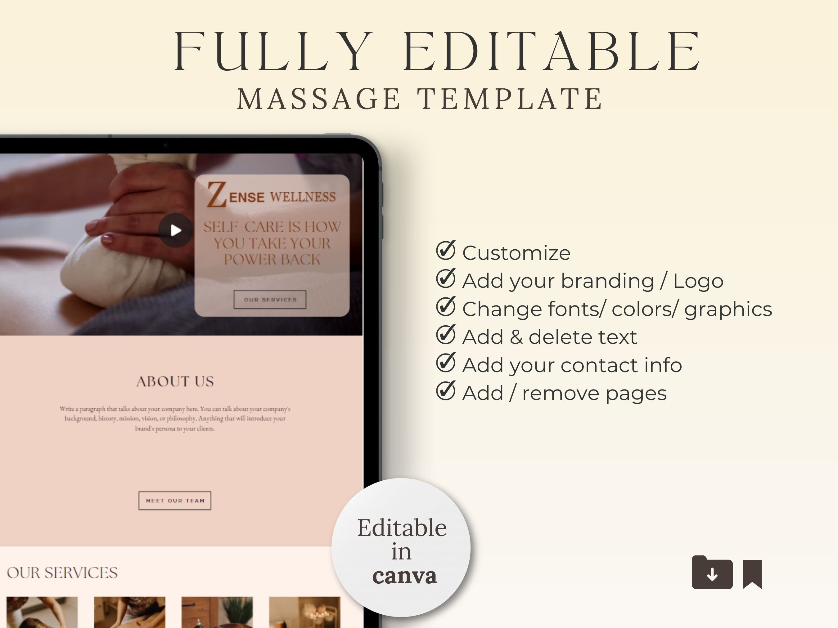 Massage Website Template | Wellness Website Template | Editable Canva ...