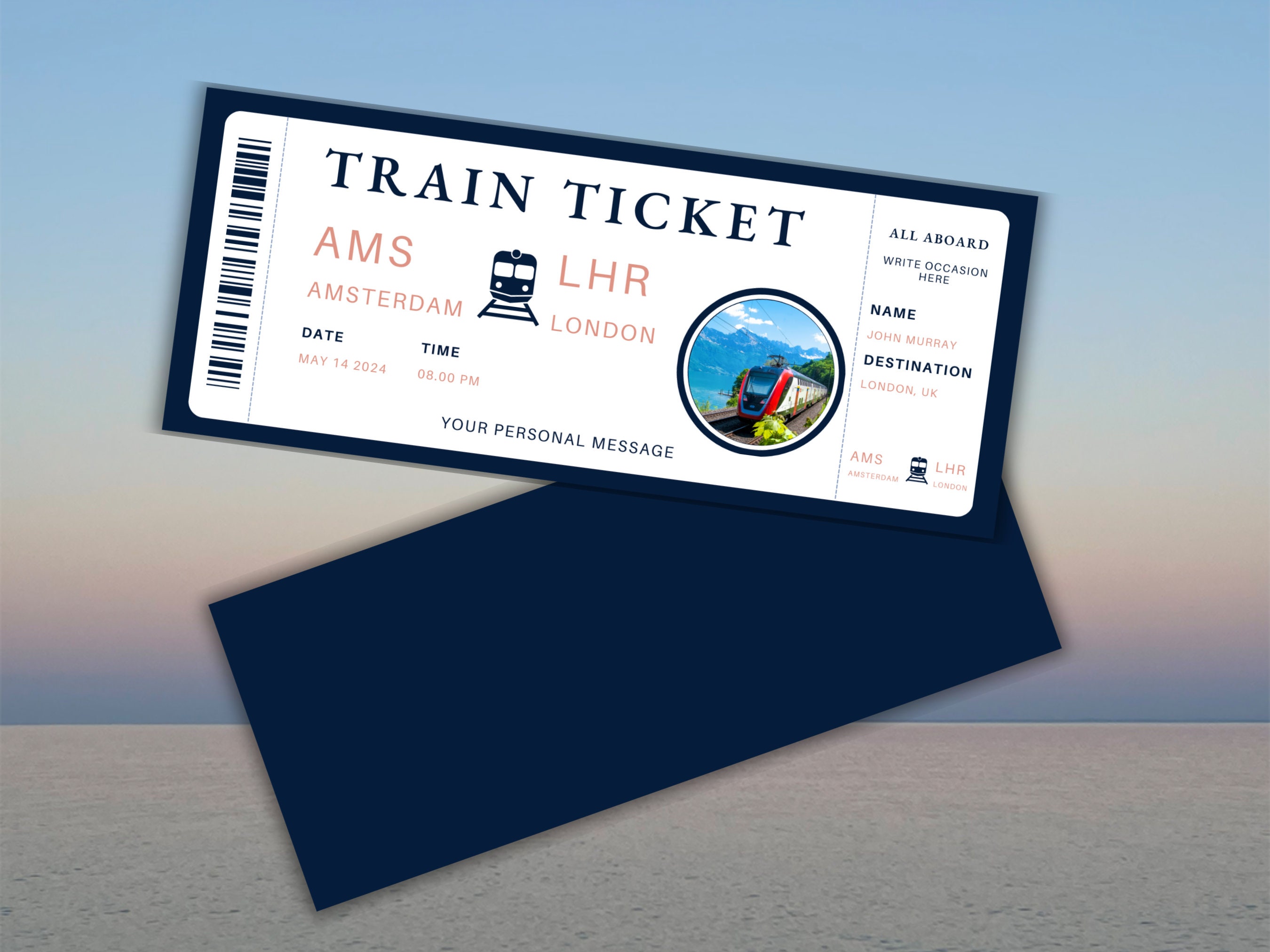 Train Ticket | Boarding Pass Train Voucher | Personalise Gift ...
