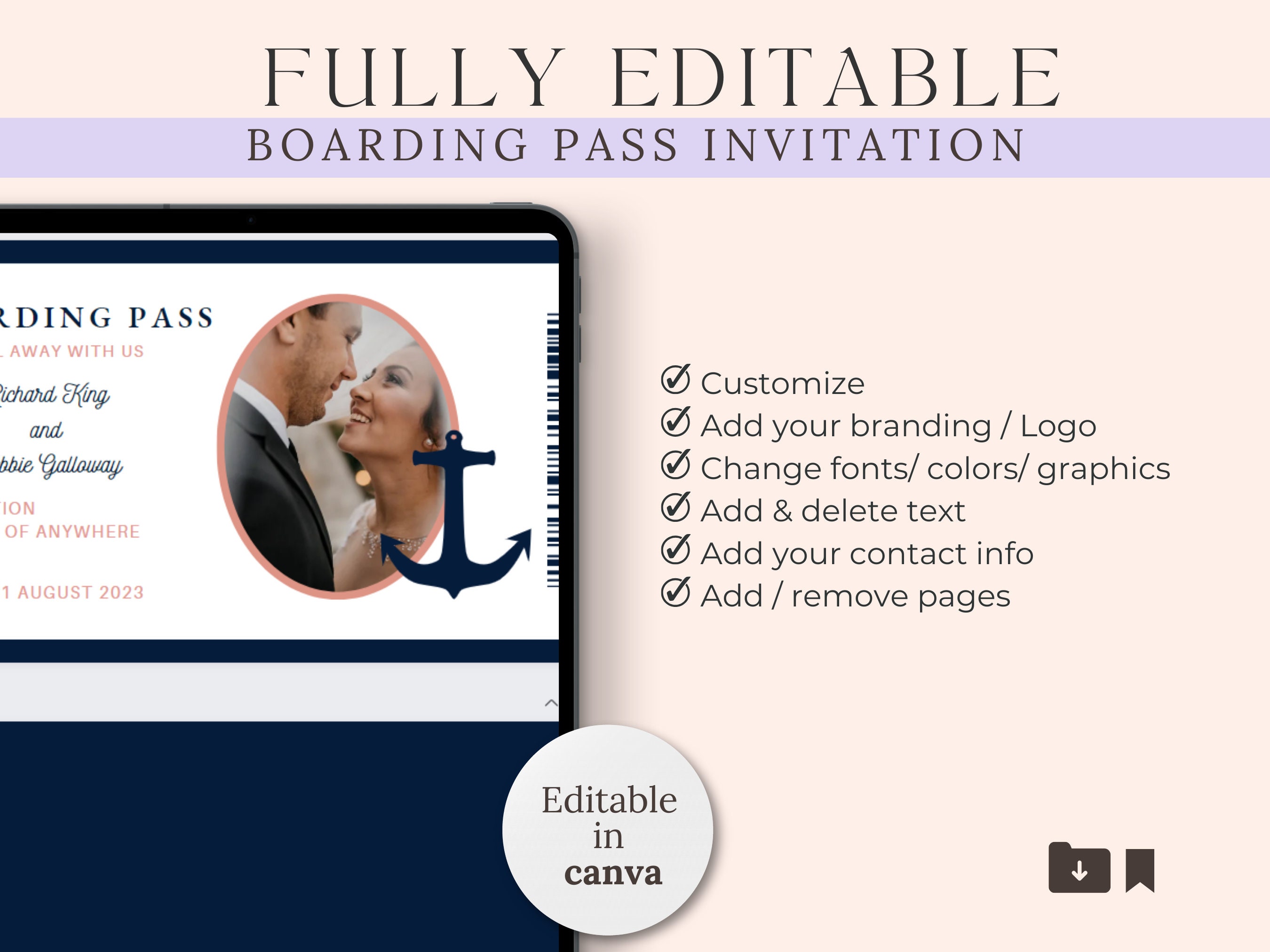 Boarding Pass Invite | Editable Boarding Pass Template | Destination ...