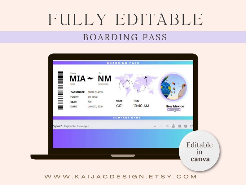 Editable Boarding Pass Template: Surprise Trip Ticket (canva) - Etsy