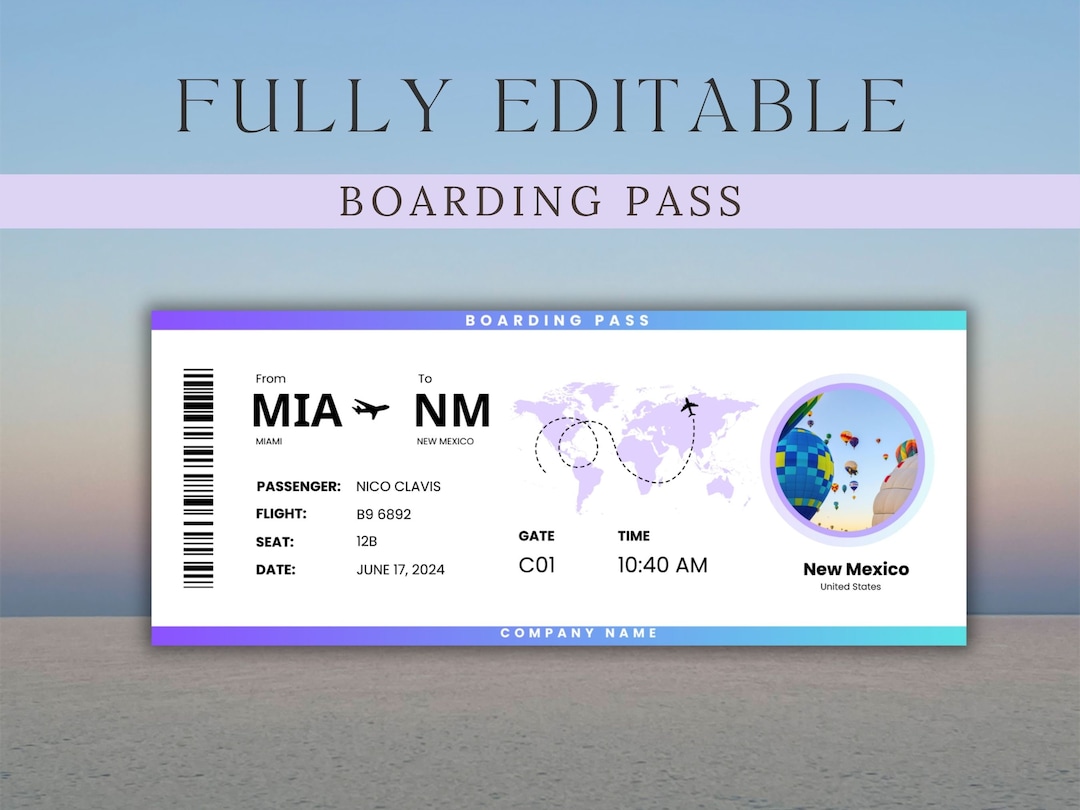Boarding Pass Template | Editable Business Boarding Pass | Printable ...