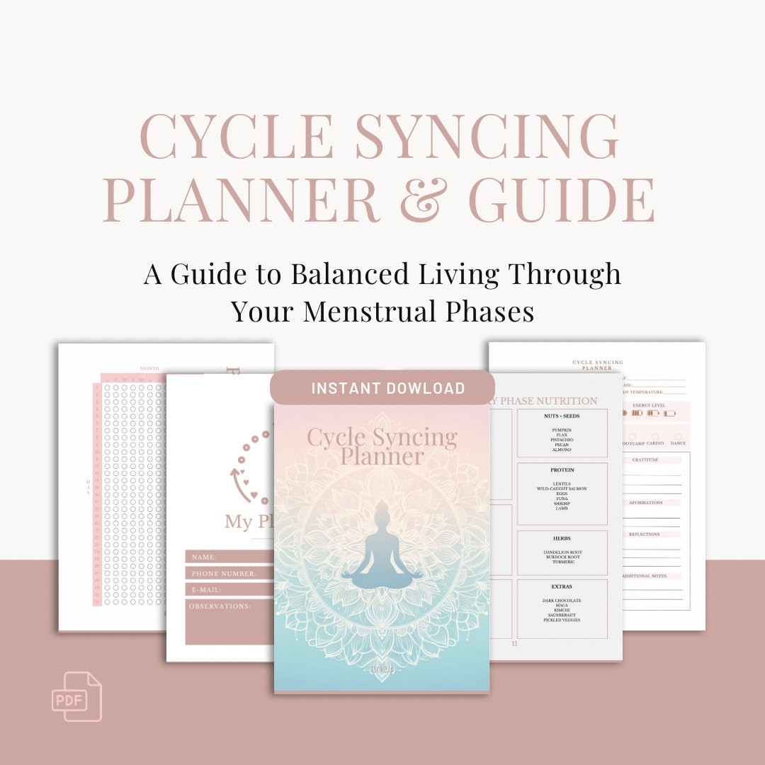 Cycle Syncing Planner & Guide Printable Period Tracker Nutrition Guide Workout Guide Journal ...