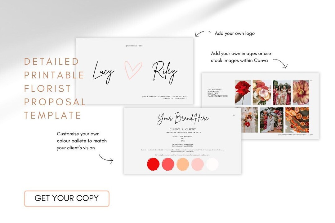 Detailed Floristry Mood Board and Wedding Proposal Template - Etsy