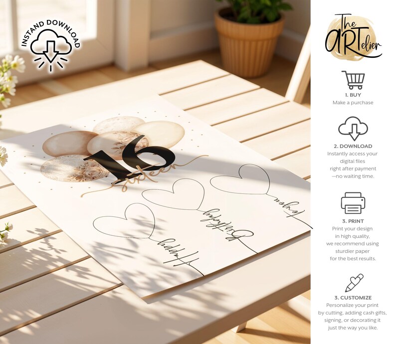 Sweet 16 Birthday Money Gift Printable | Digital Cash Gift Idea for ...