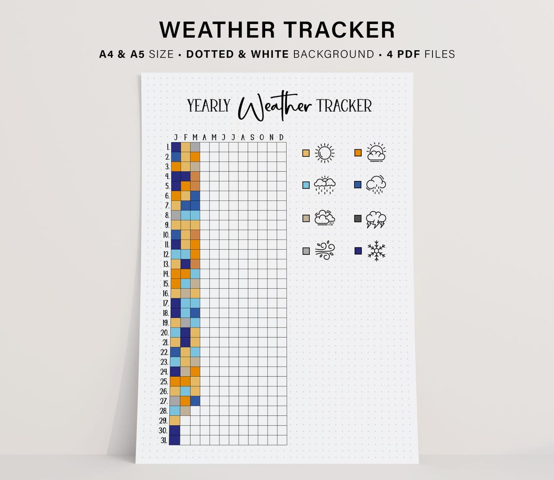 Weather Tracker | Printable Yearly Tracker | Planner Template | Weather ...