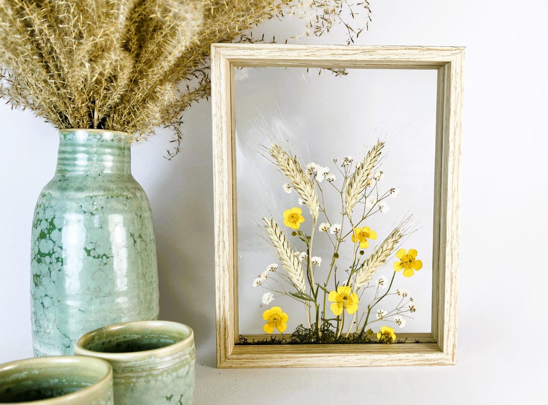 Pressed Wild Buttercup Flowers, Beautiful Framed Wall Decor Art ...