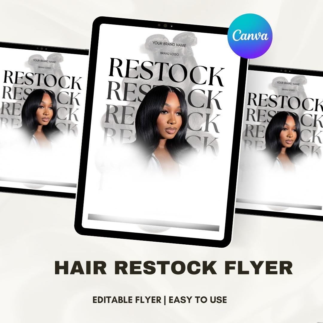 Hair Restock Flyer: Hairstylist DIY Canva Template (digital) - Etsy