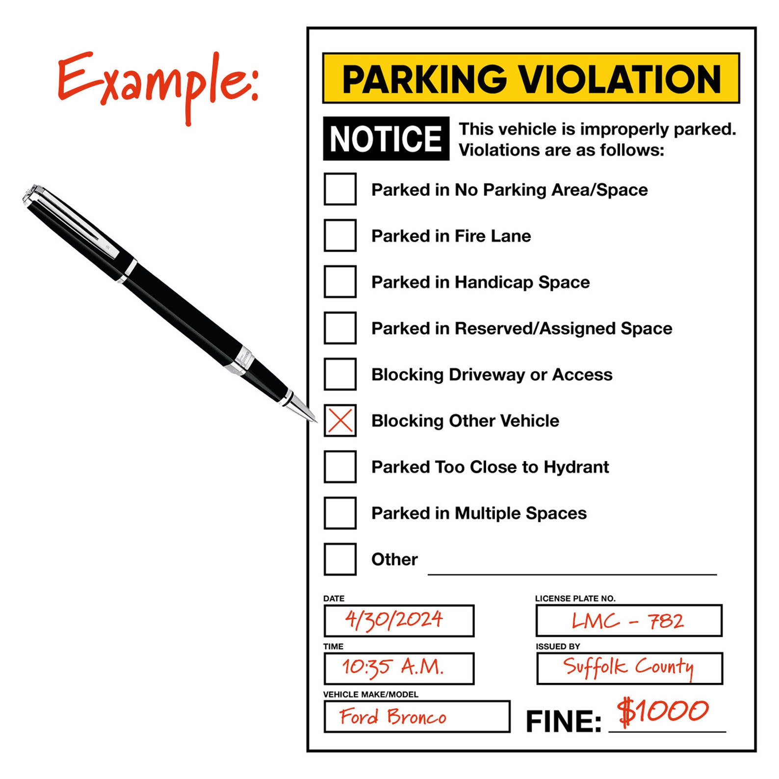 Printable Fake Parking Tickets, Digital Download Prank Ticket ...