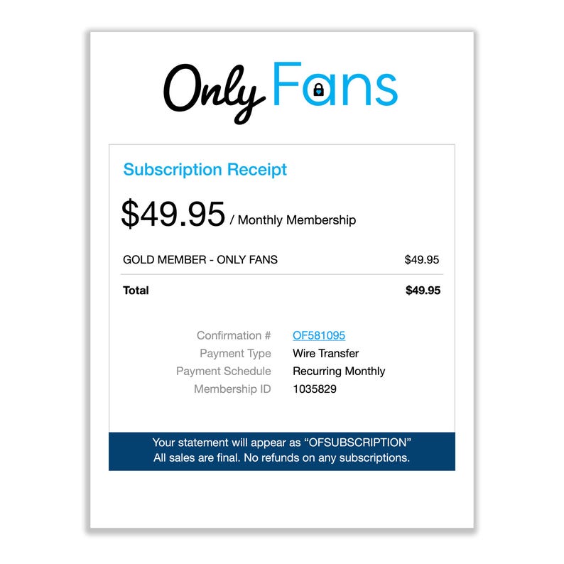 Prank Mail - Only Fans Membership Confirmation, 100% Anonymous Sent ...