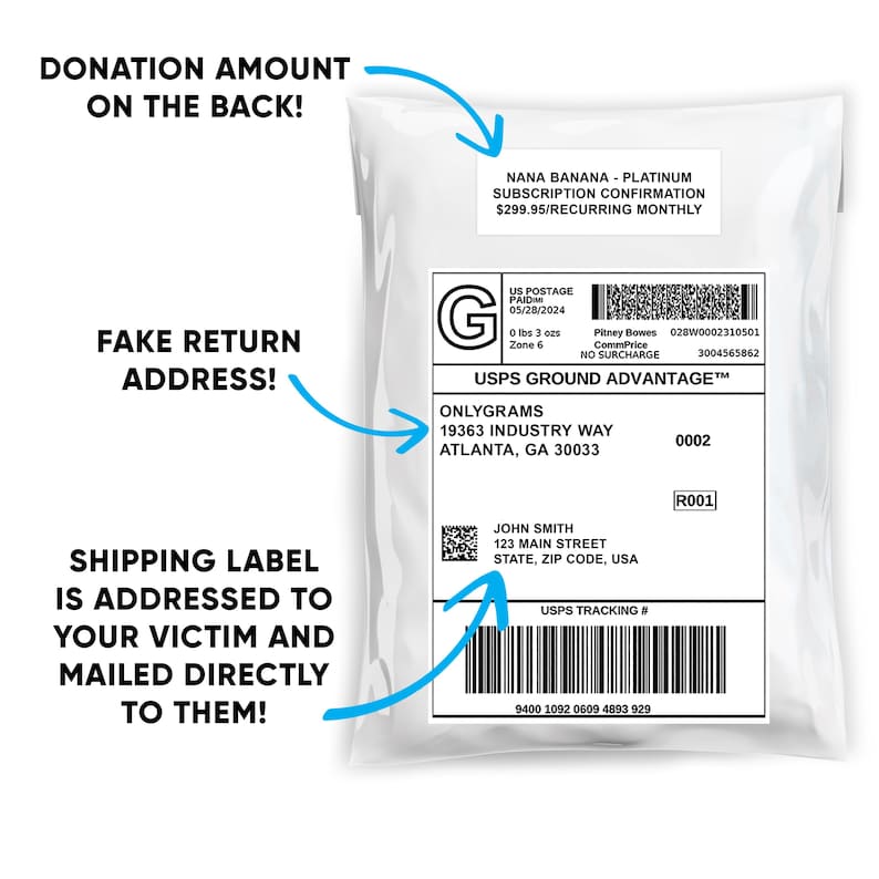Prank Mail - Only Grams Subscription, Real Receipt & Letter Inside ...