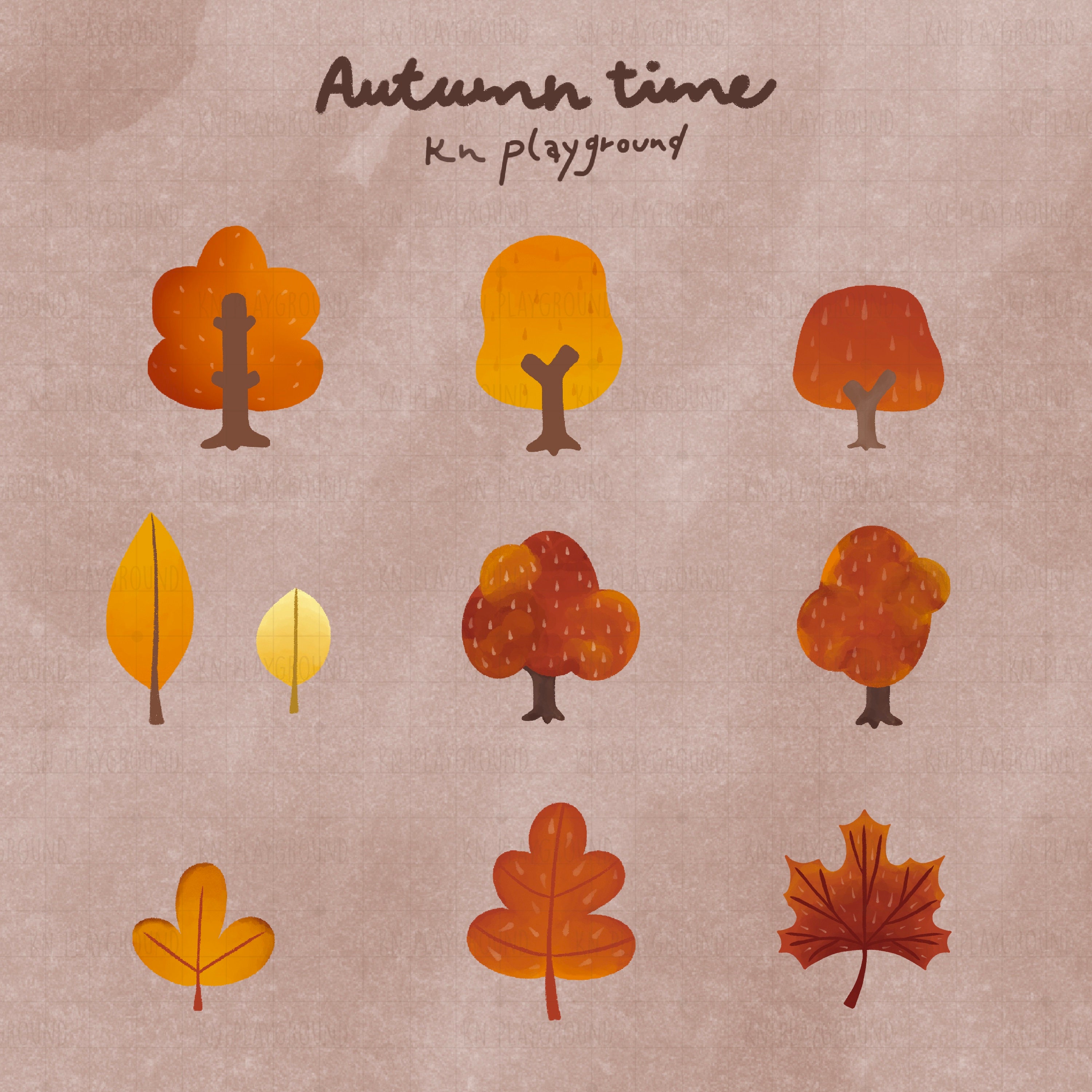 Autumn Time Digital Clipart and Digital Paper, PNG High Quality, Autumn ...