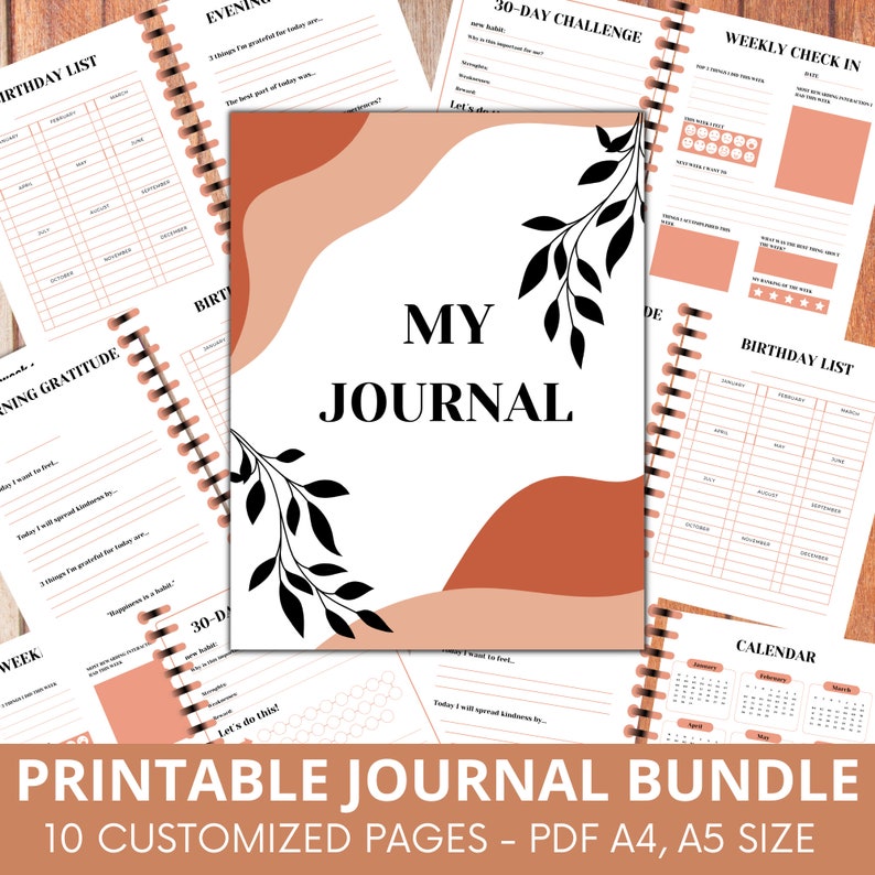 Printable Planner Bundle, Printable Journal, Habit Trackers, PDF ...
