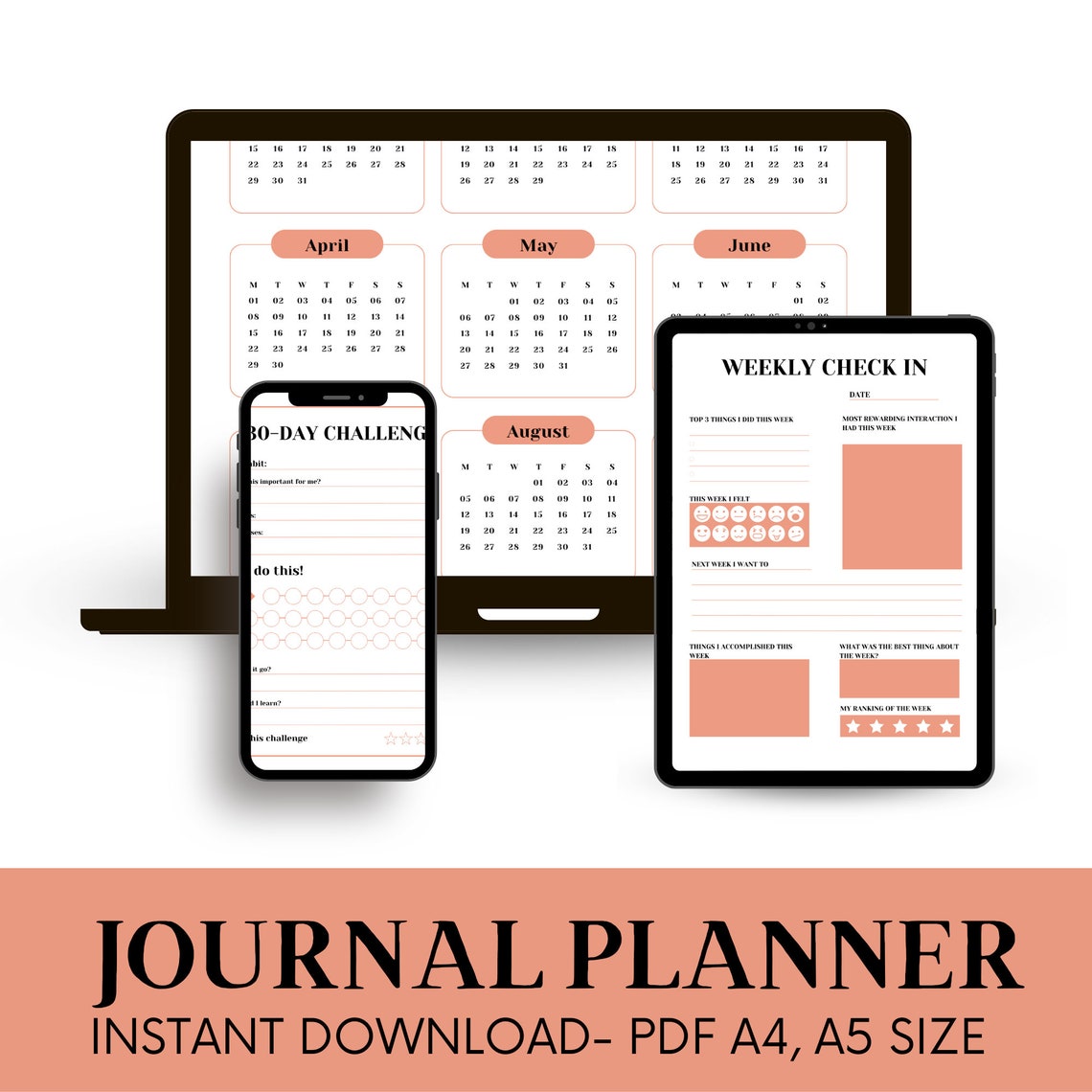Printable Planner Bundle, Printable Journal, Habit Trackers, PDF ...