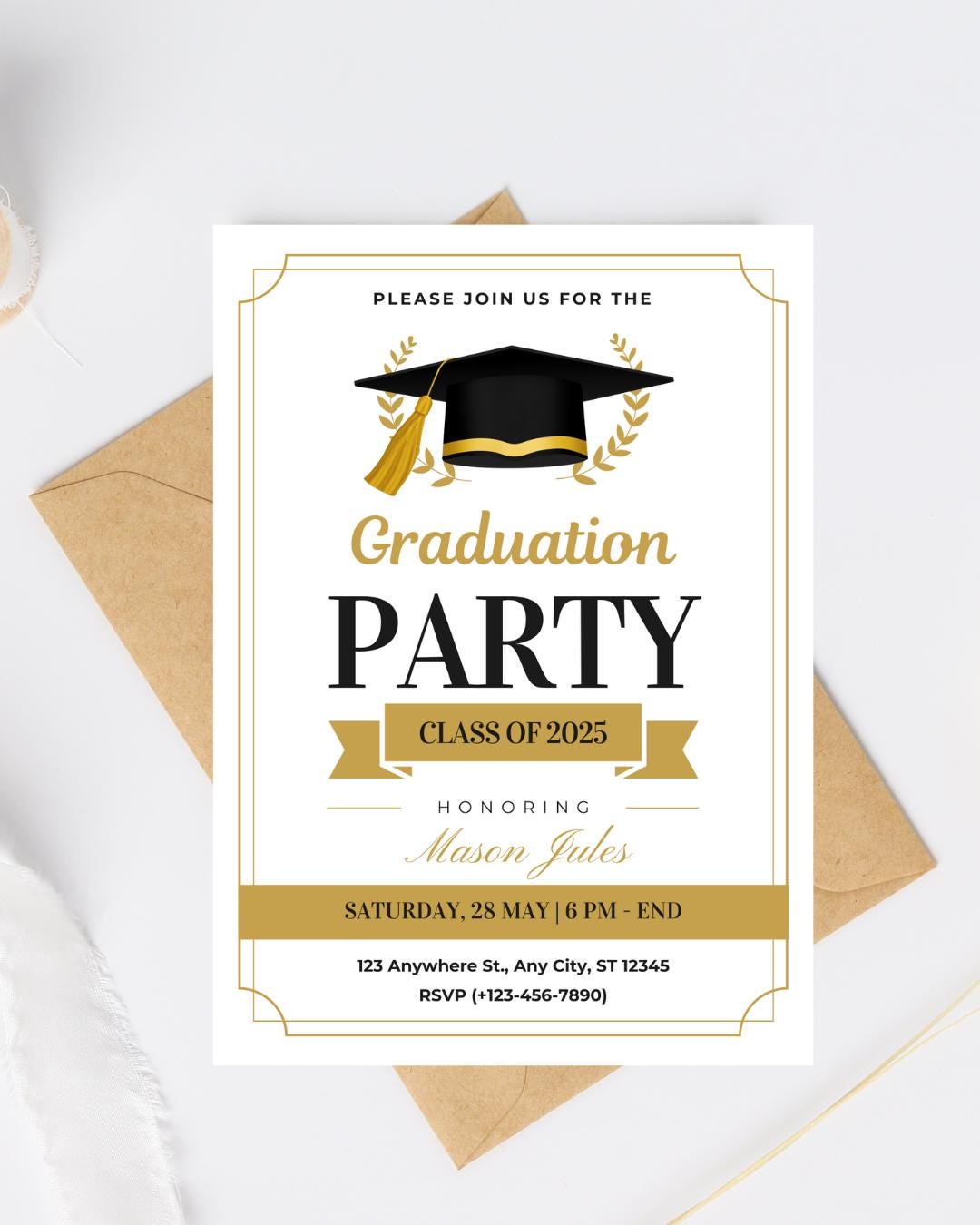 Editable Graduation Invitation Template, Printable Template, 2025 ...