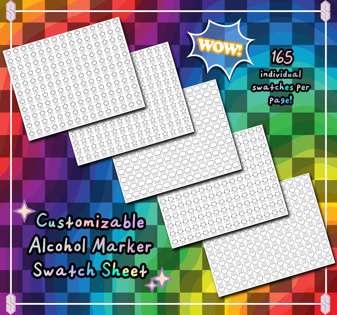 Customizable Alcohol Marker Swatch Sheet - Etsy