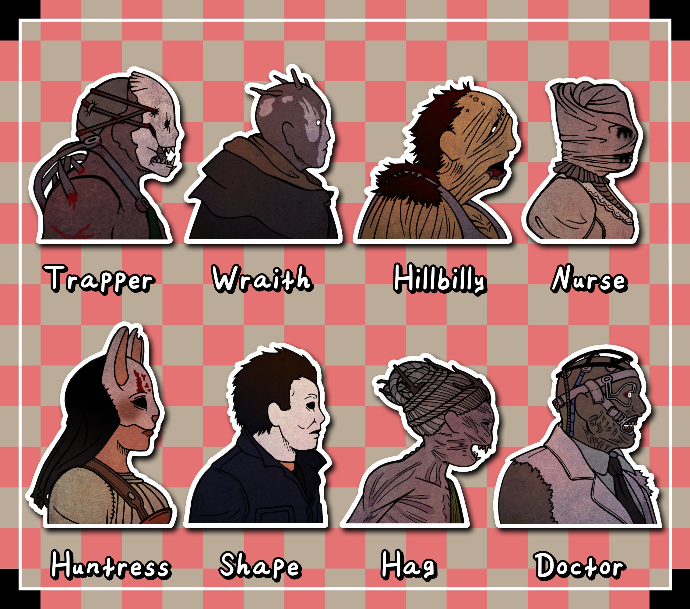 Dead by Daylight Sketched in Profile Stickers Killer - Etsy