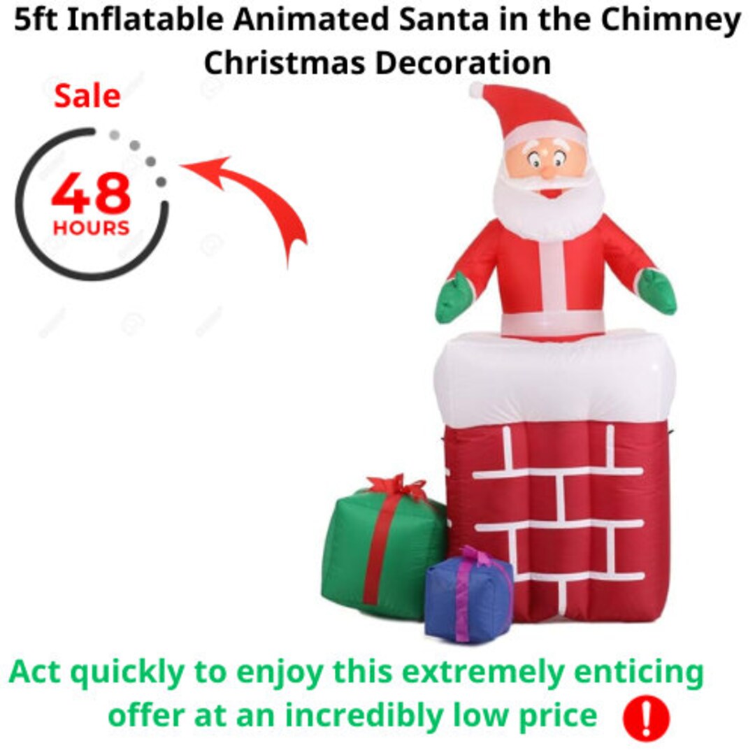5ft Inflatable Animated Santa in the Chimney Christmas - Etsy
