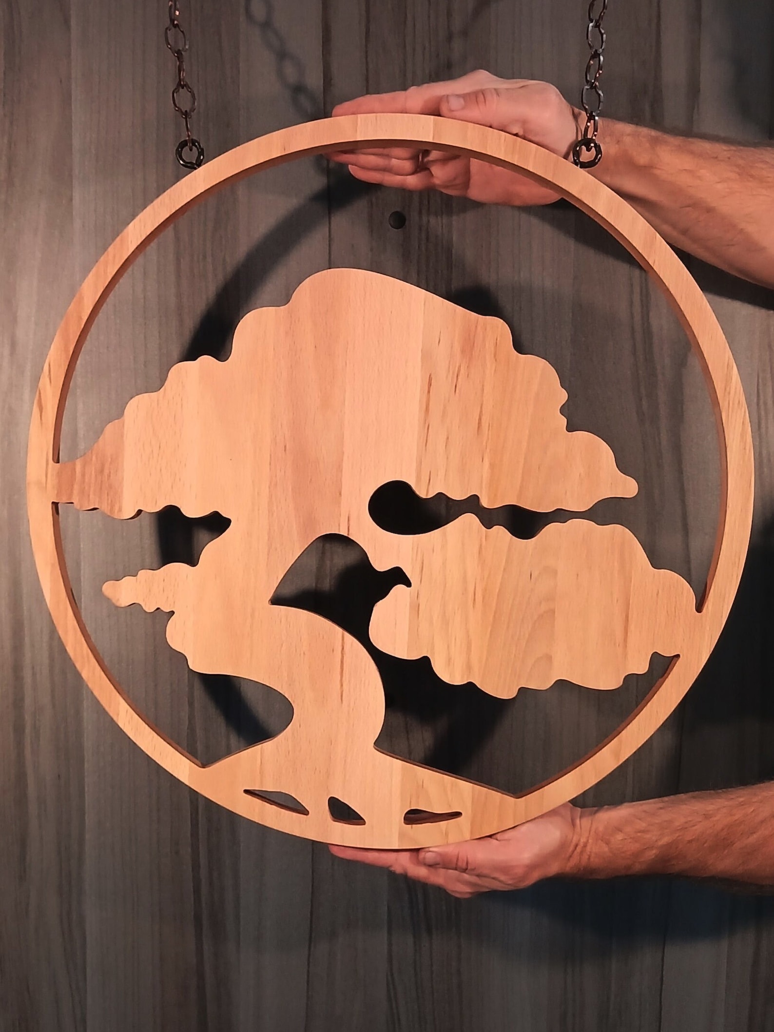 Bonsai Tree Wall Art, Circle of Bonsai Tree, Bonsai Wood Wall Decor ...