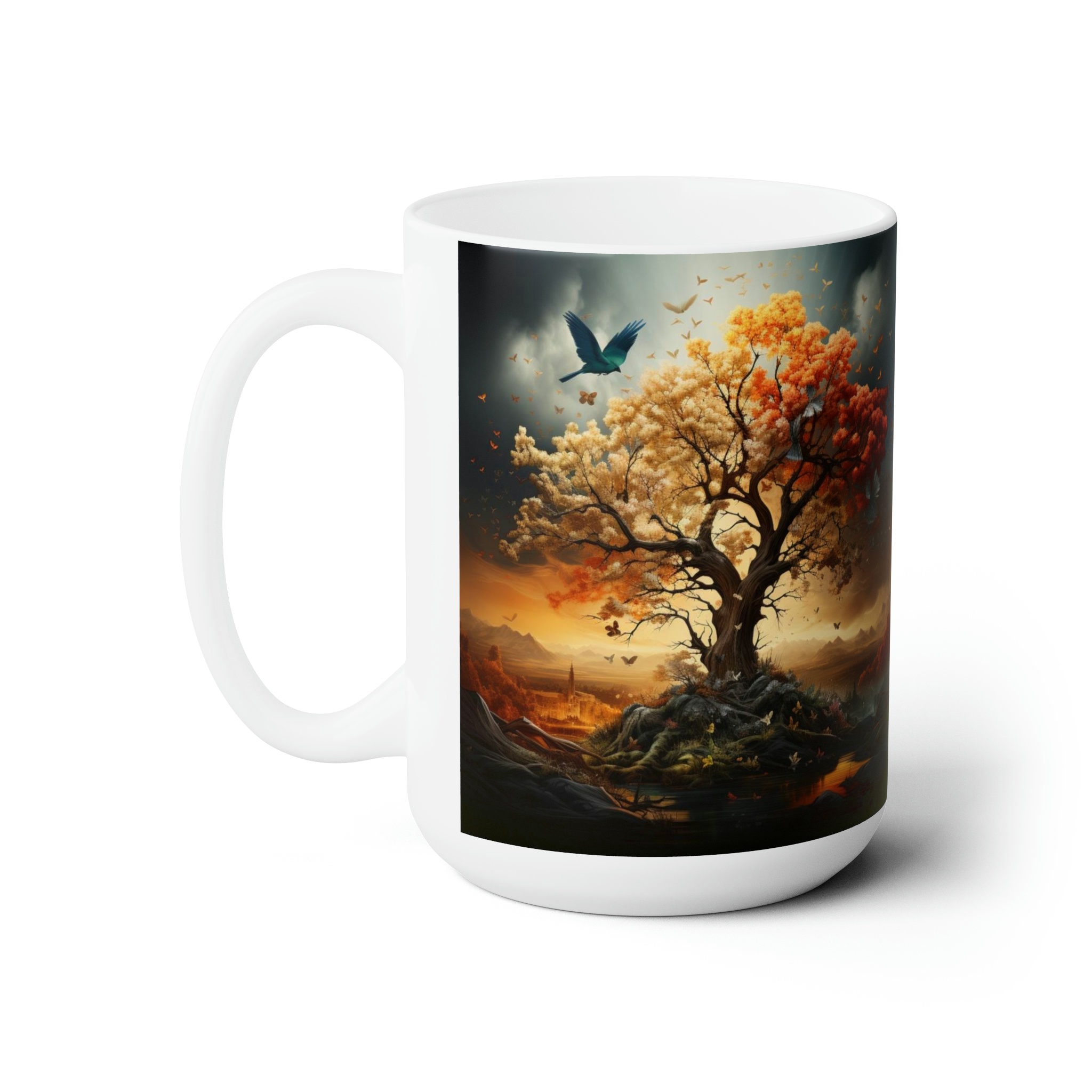 3D Nature Coffee Mug, the Tree of Life Tea Cup, Colorful Landscape With ...