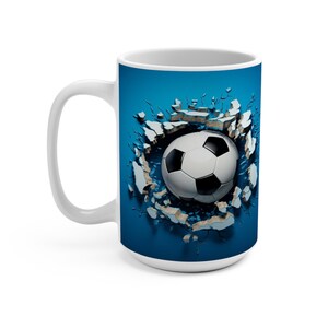 Soccer Mug, 3D Blue Soccer Ball Tea Cup, World Cup and Euro Coffee Mugs ...