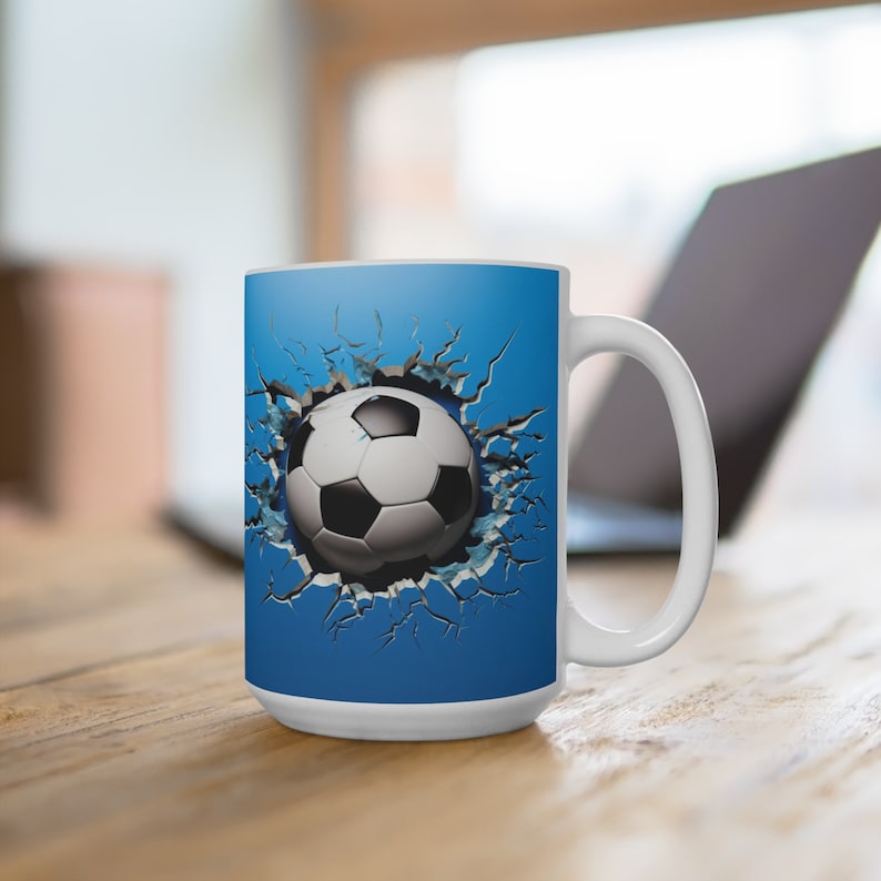 Soccer Mug, 3D Blue Soccer Ball Tea Cup, World Cup and Euro Coffee Mugs ...
