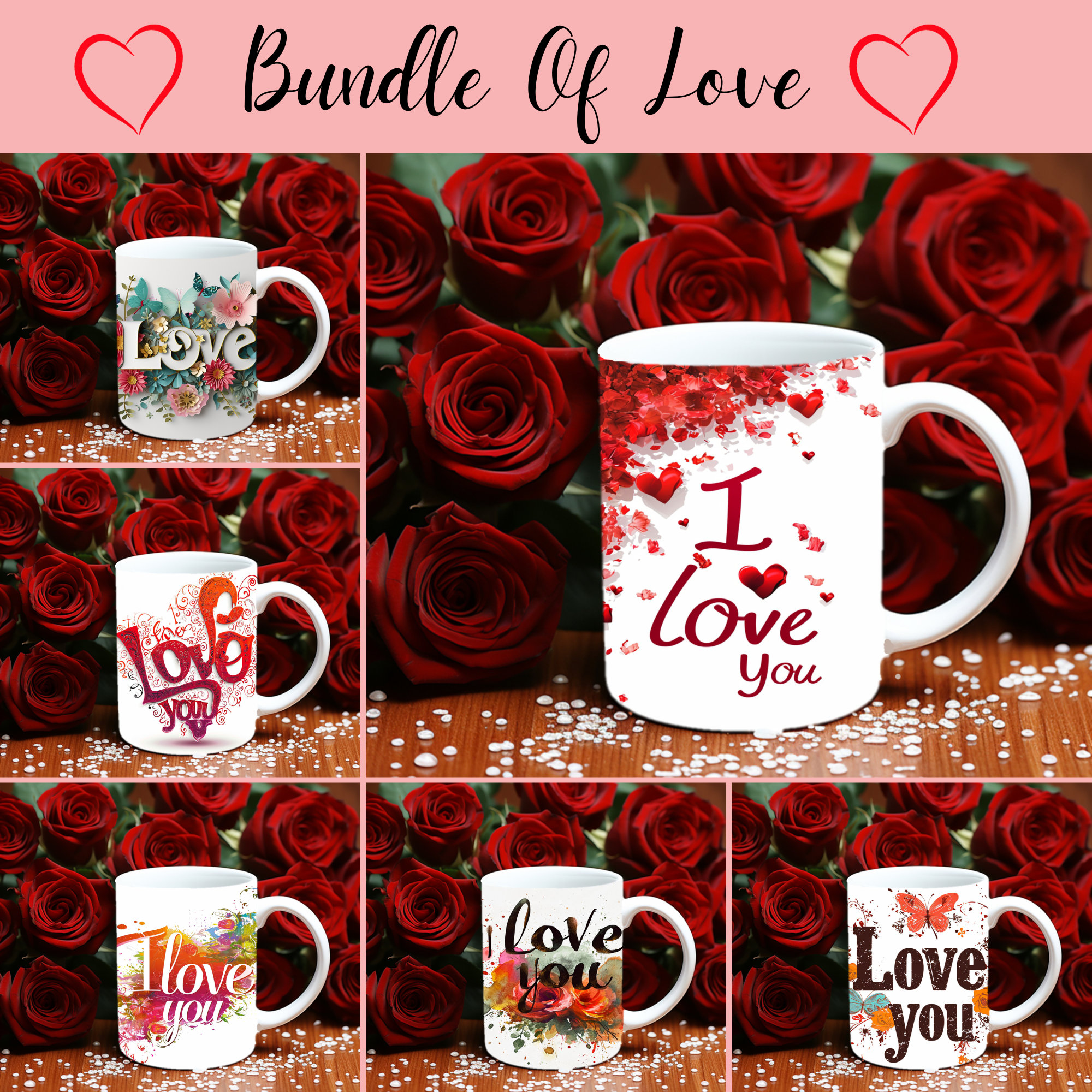 Love Mug Wrap Bundle, 3D Love Mug Sublimation, 11oz Mug Png, 11oz and ...