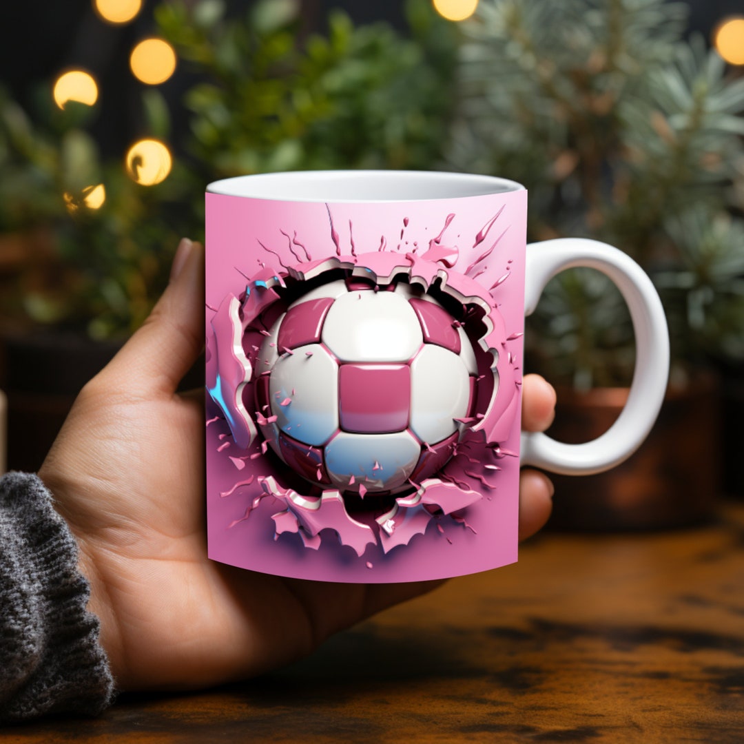 Soccer Coffee Mug, Girl Mug, 3D Pink Football Tea Cup, World Cup Mug ...