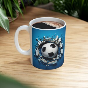 Soccer Mug, 3D Blue Soccer Ball Tea Cup, World Cup and Euro Coffee Mugs ...