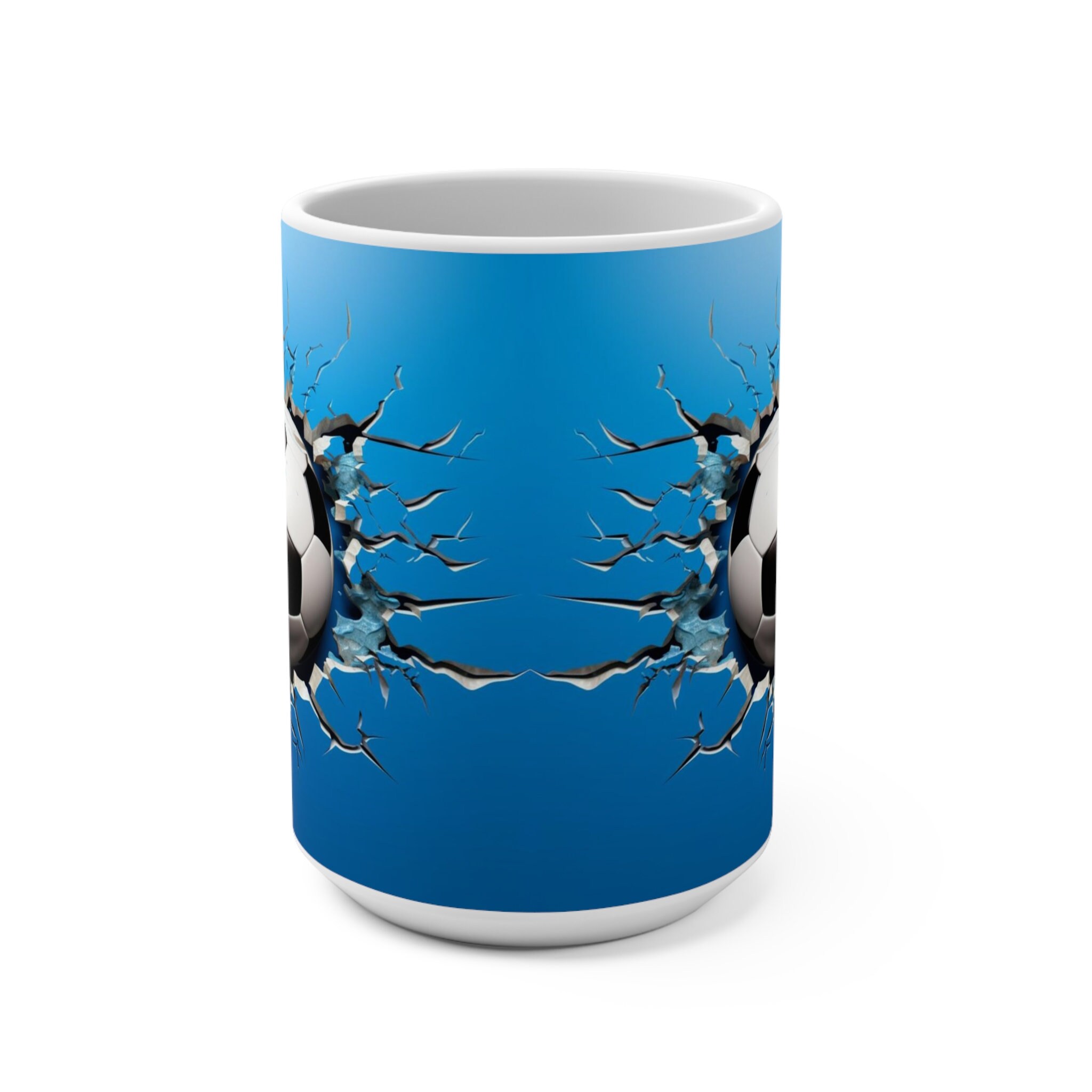 Soccer Mug, 3D Blue Soccer Ball Tea Cup, World Cup and Euro Coffee Mugs ...