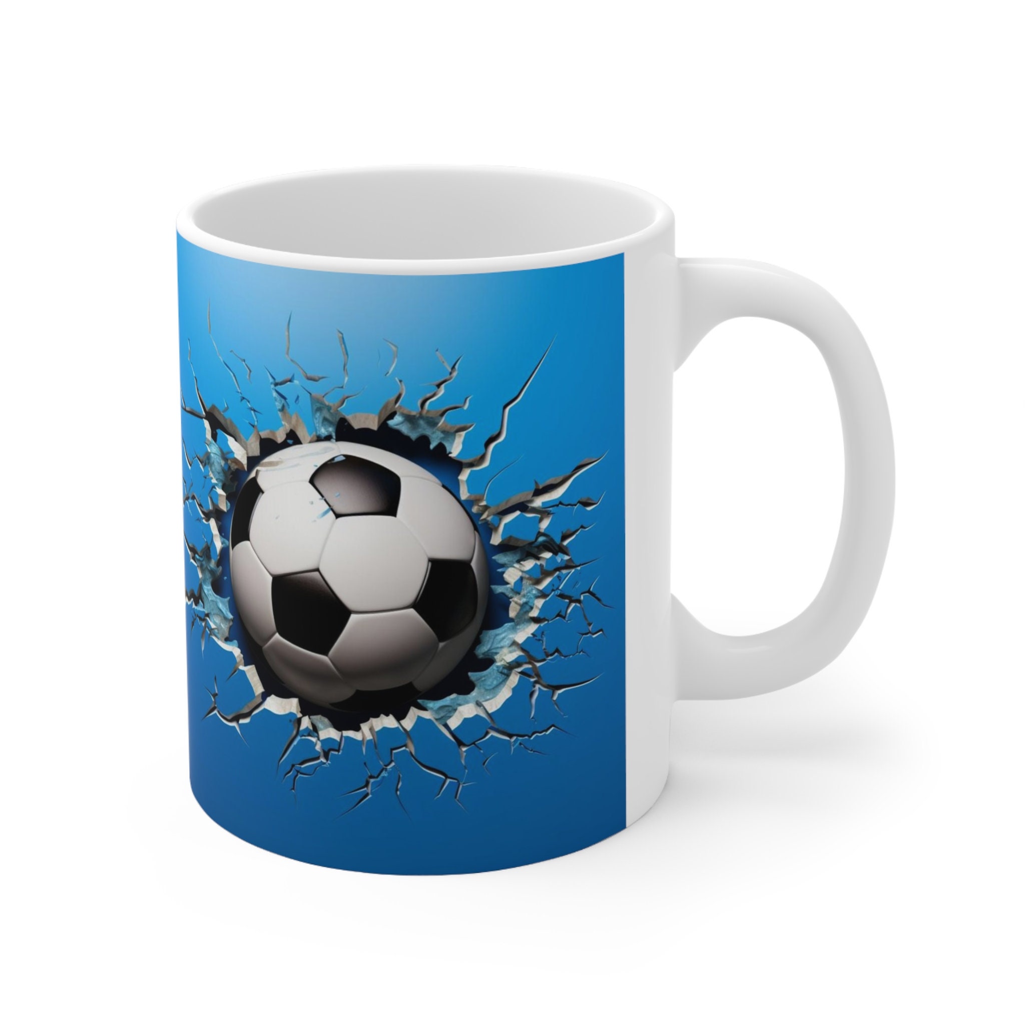 Soccer Mug, 3D Blue Soccer Ball Tea Cup, World Cup and Euro Coffee Mugs ...