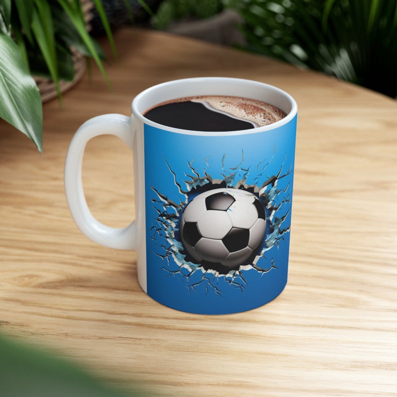 Soccer Mug, 3D Blue Soccer Ball Tea Cup, World Cup and Euro Coffee Mugs ...