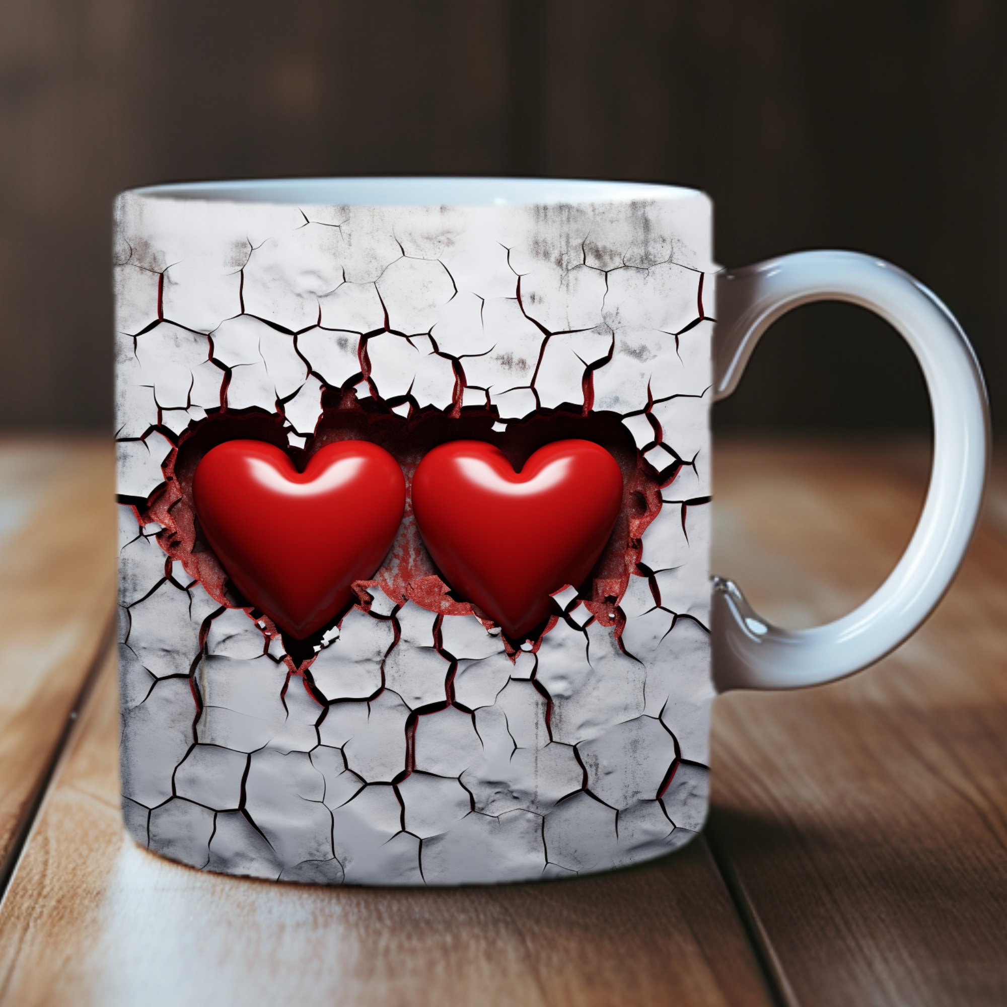 3D Love Mug Wrap Bundle, 3D Heart Mug Sublimation, 11oz Mug Png, 11oz ...