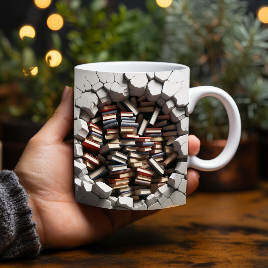 3D Mug Book Lover, Books Reading Club Coffee Mug, Unique Library Addict ...