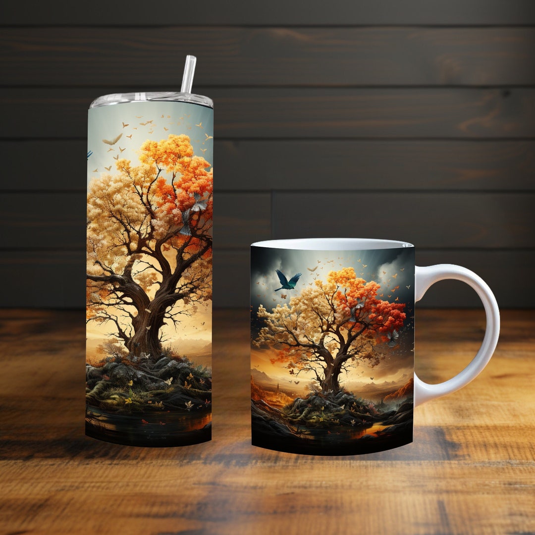 Nature Harmony Sublimation Design for Mugs & Tumblers - 3D Tree and ...