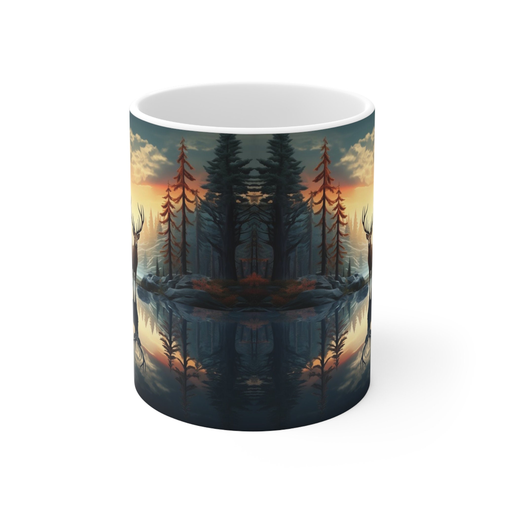 Deer Coffee Mug, 3D Stunning Buck With Reflection in a Lake Cup,unique ...