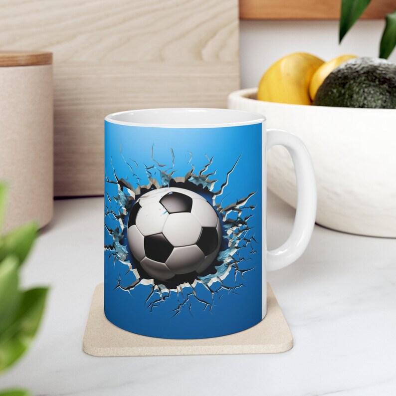 Soccer Mug, 3D Blue Soccer Ball Tea Cup, World Cup and Euro Coffee Mugs ...