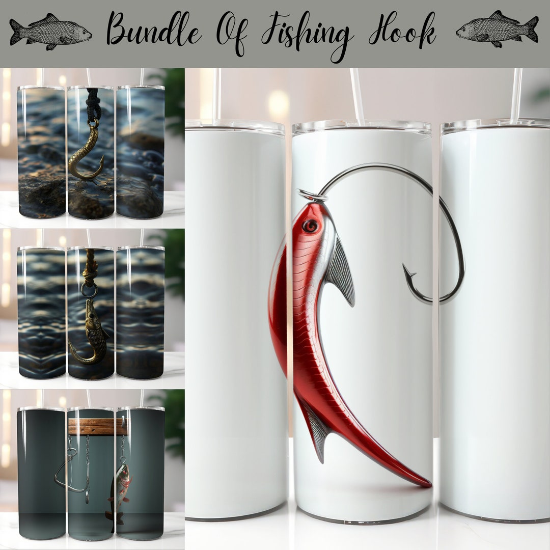 Hook Tumbler Wrap Bundle, 3D Fishing Hook 20oz and 30oz Tumbler ...
