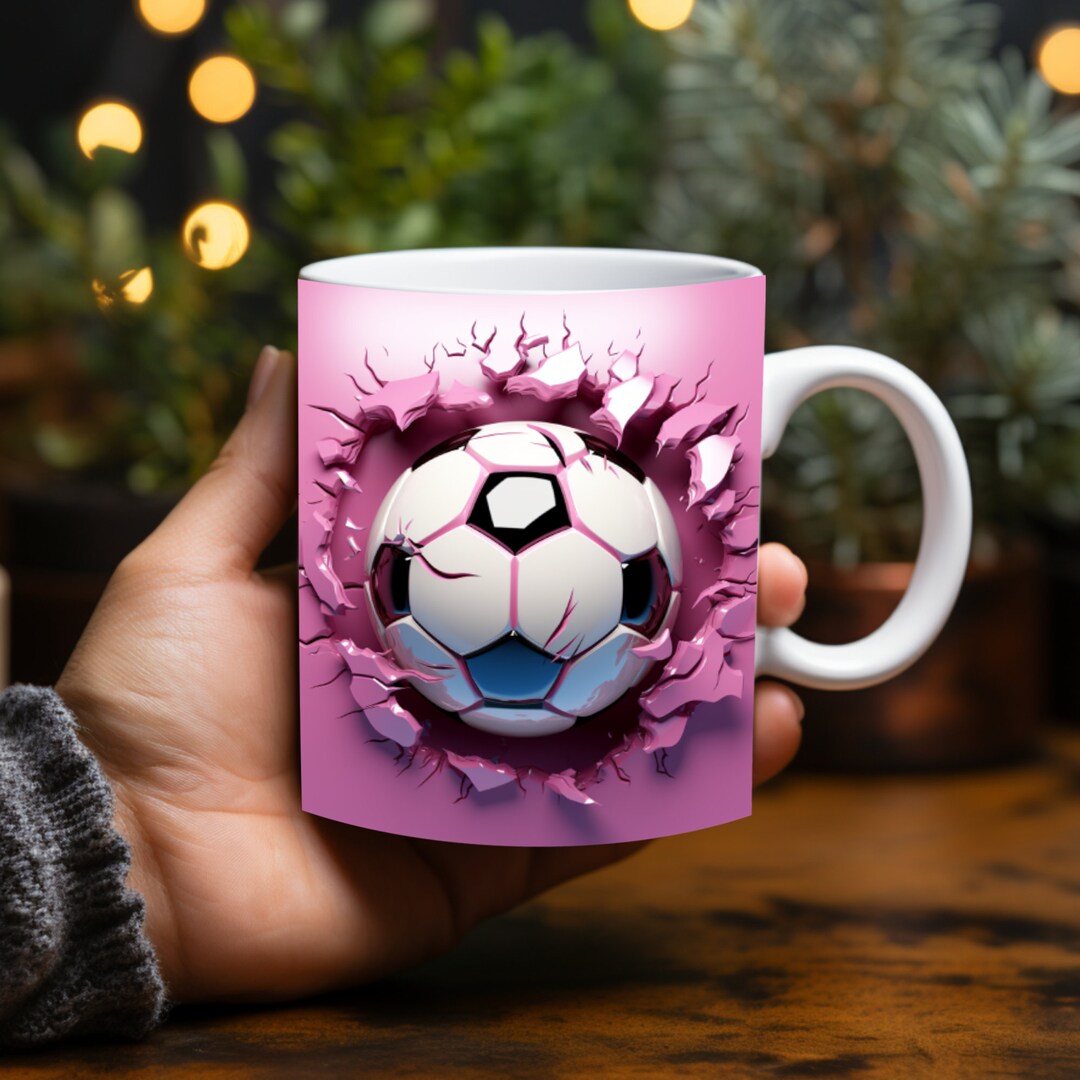Football Coffee Mug, 3D Pink Soccer Ball Tea Cup, World Cup Mug, Euro ...
