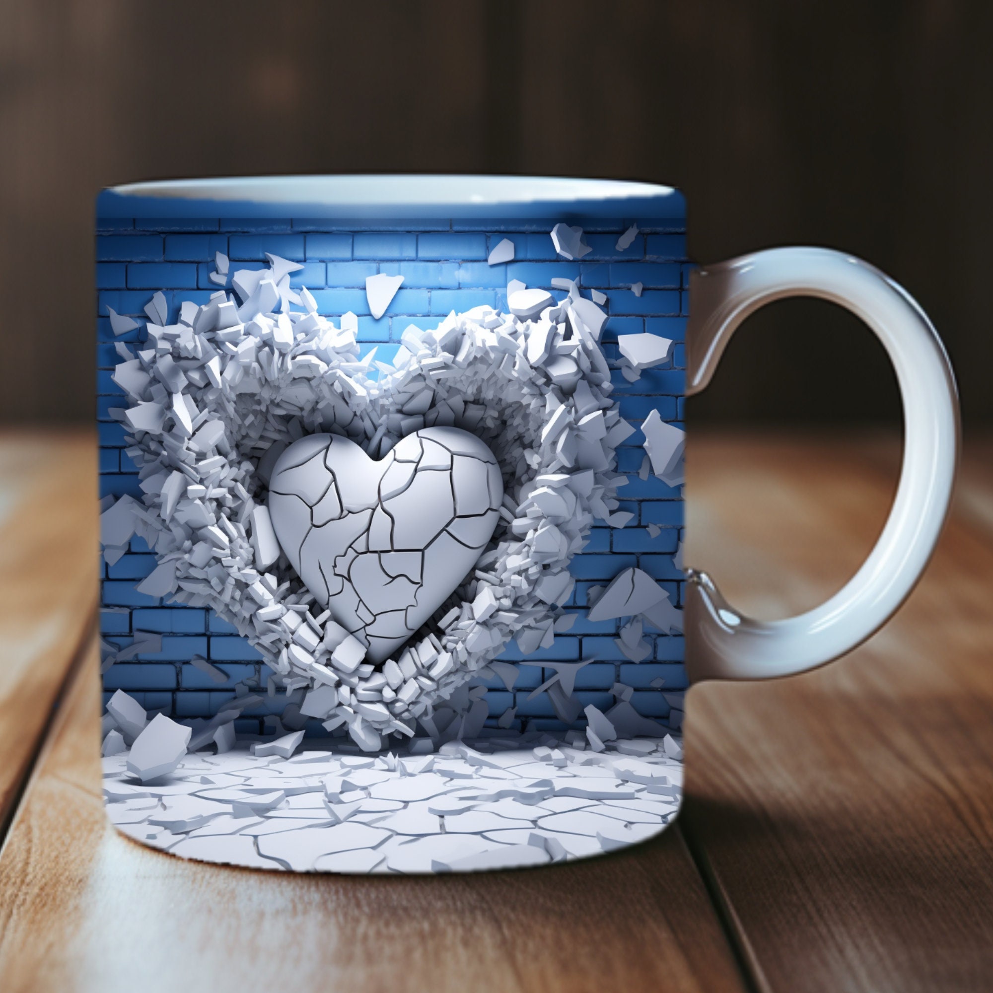 3D Love Mug Wrap Bundle, 3D Heart Mug Sublimation, 11oz Mug Png, 11oz ...