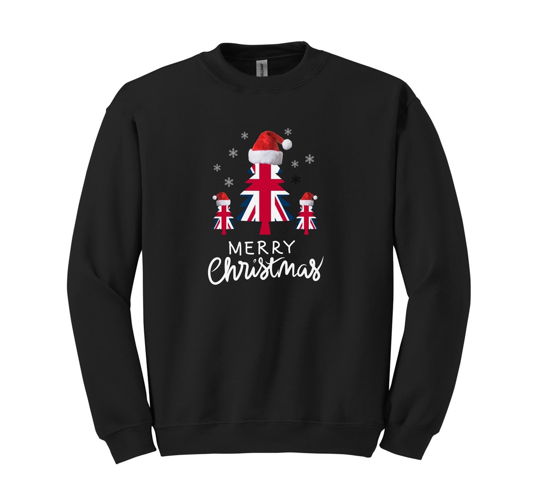 Uk Christmas Jumpers Merry Christmas British Tree Shirt Santa Etsy Uk