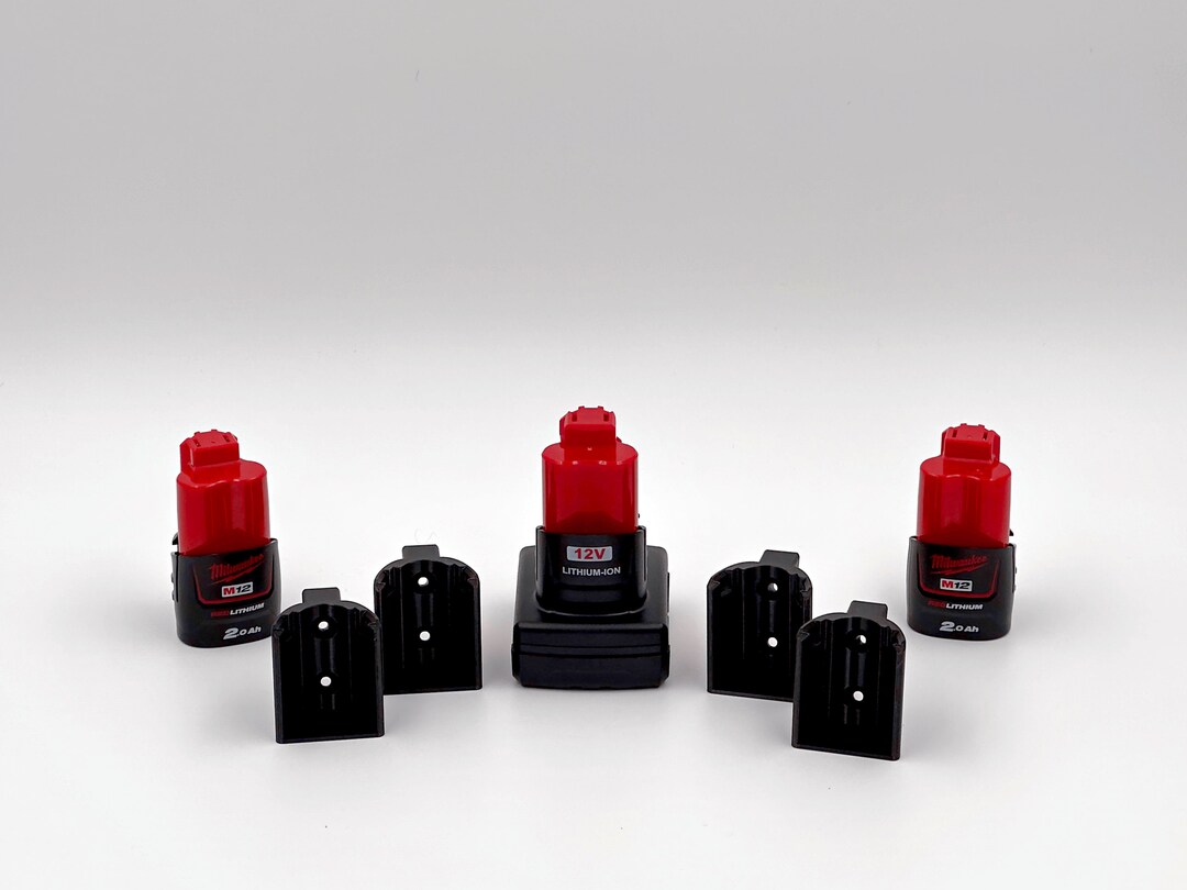 4-pack Black Battery Holders for Milwaukee M12 / 12V | Organize Your ...
