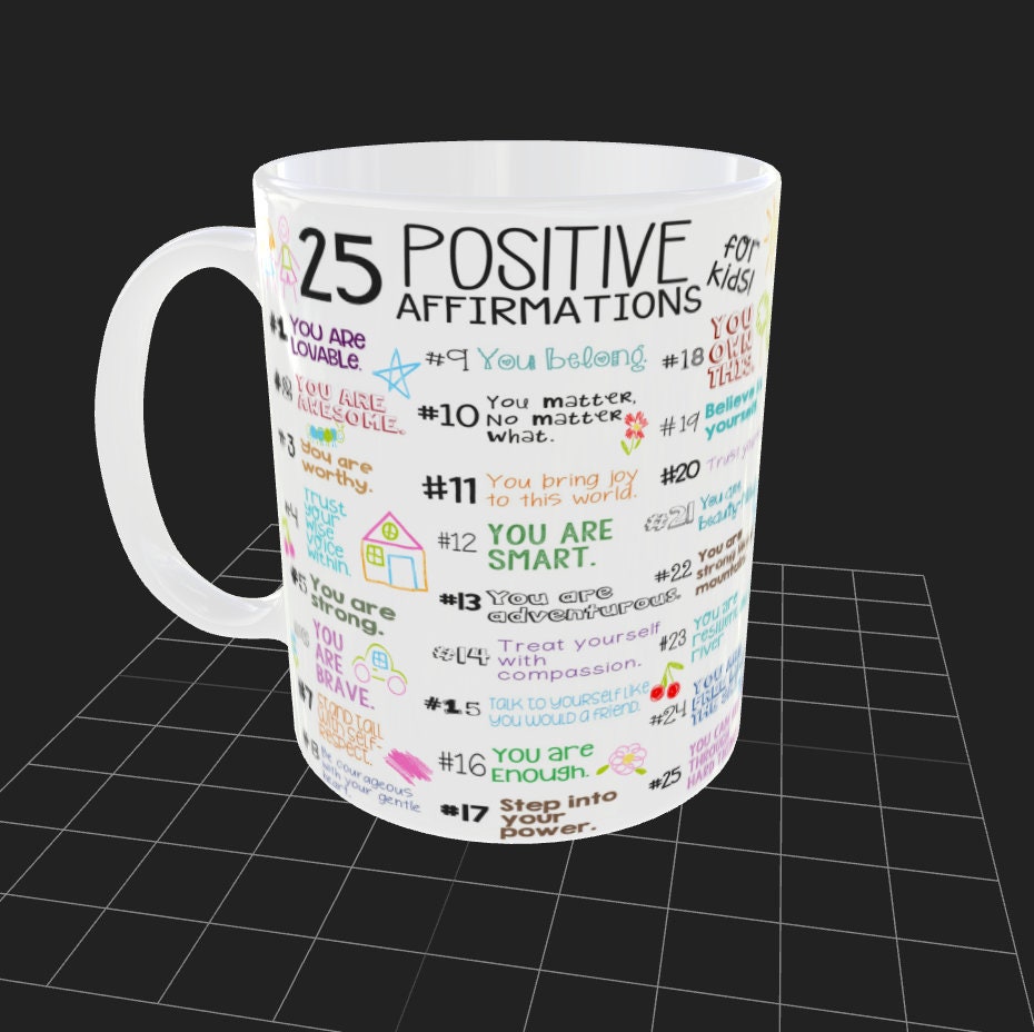 Kids Positive Affirmations Mug Design: Motivational Cup (digital ...