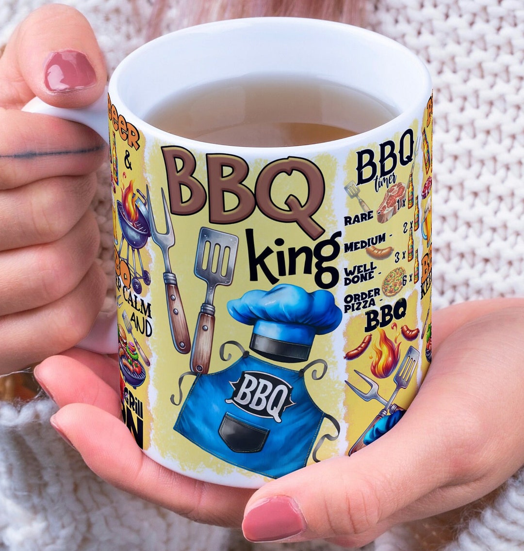 BBQ King, Grill Master Mug, Dad Mug, Dad Life Wrap Around Mug Design ...