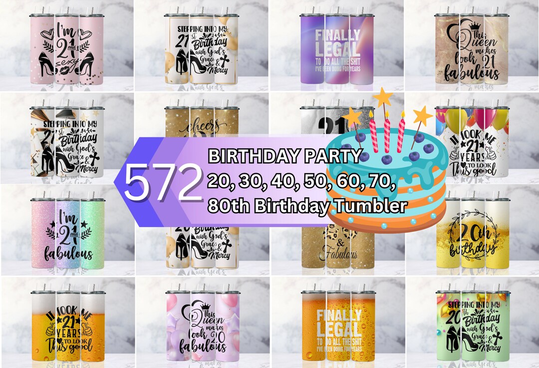 572 Happy Birthday Wrap Bundle, Tumbler Wrap, 20th, 30th, 40th, 50th ...