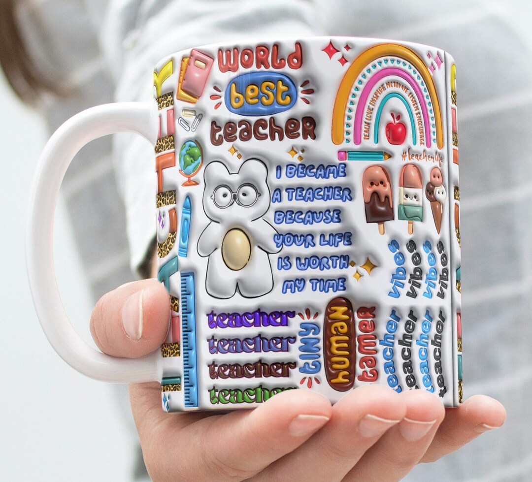 World Best Teacher, Teacher's Mug, Profession Mug Wrap Around Mug ...