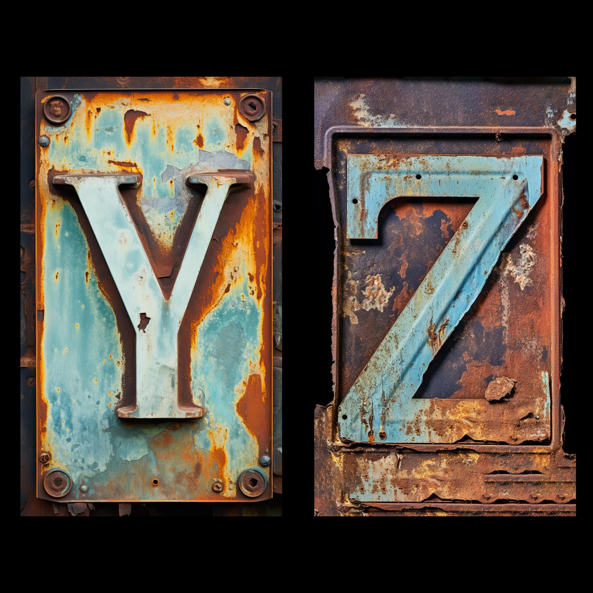 26 Alphabet License Plate Letters A to Z, Individual Letters ...