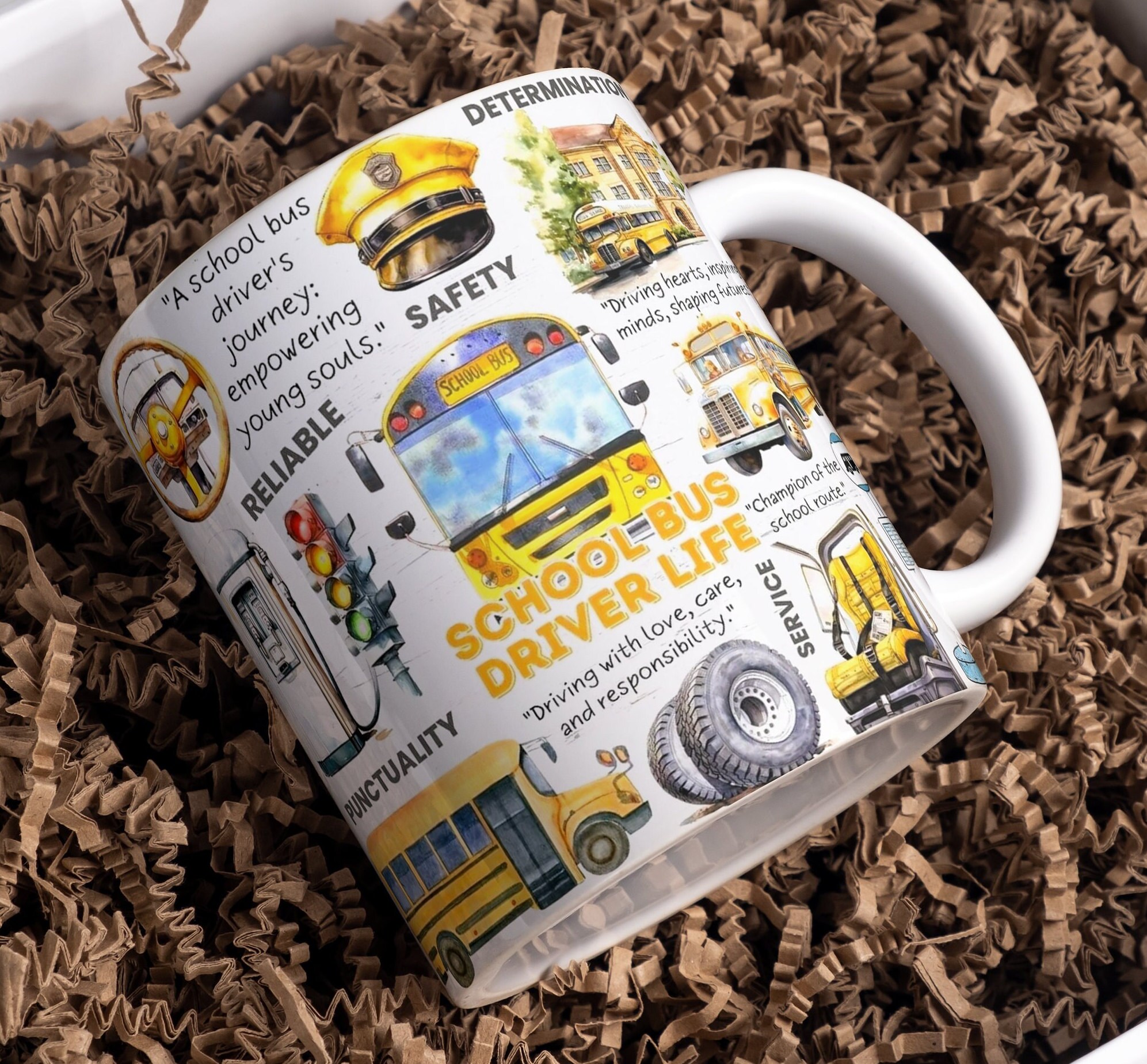 School Bus Driver Cup Wrap Around Digital Mug Design, 15oz & 11oz, Gift ...