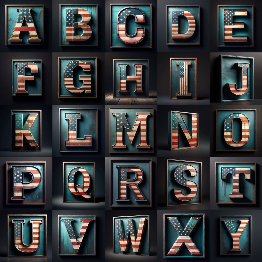 36 Alphabet, Flag Letters A to Z, 0 to 9, Individual Letters ...